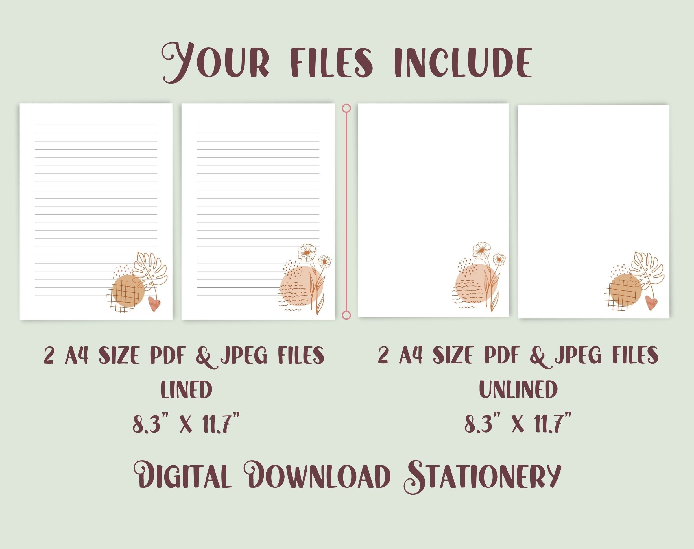 Printable Boho Writing Paper Bohemian Terracotta Flowers - Etsy