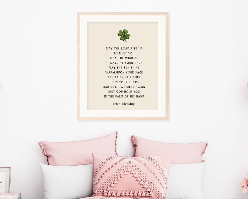 Irish Blessing Clover Print Celtic Prayer Wall Art Digital Download