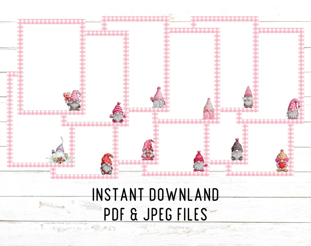 Christmas Gnomes Writing Paper, 20 Gingham Printable Stationery, Cute ...