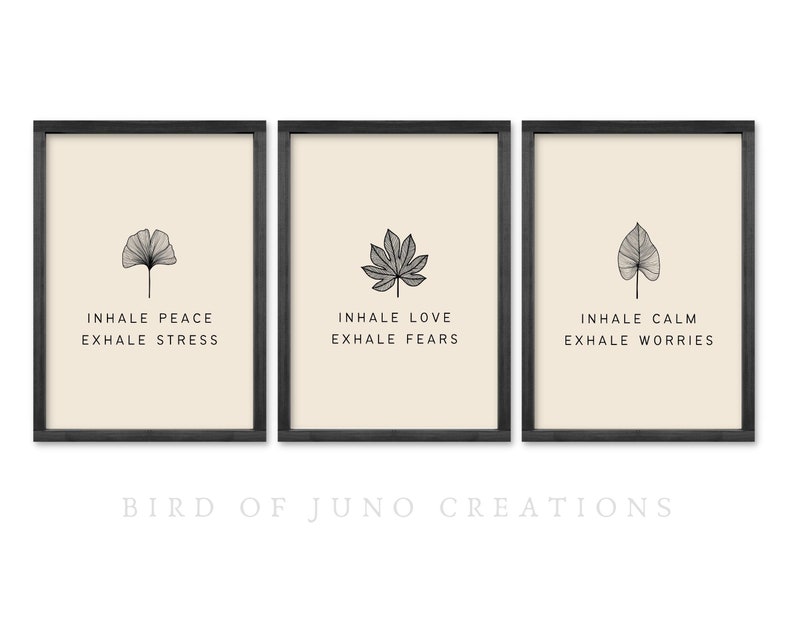 Inhale Exhale Yoga Print Set: Calming Meditation Decor (digital ...