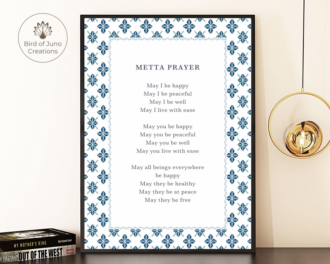 Metta Prayer Print, Printable Loving Kindness Meditation Wall Art ...
