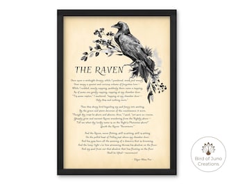 The Raven Complete Poem Printable, Edgar Allan Poe, Halloween Art ...