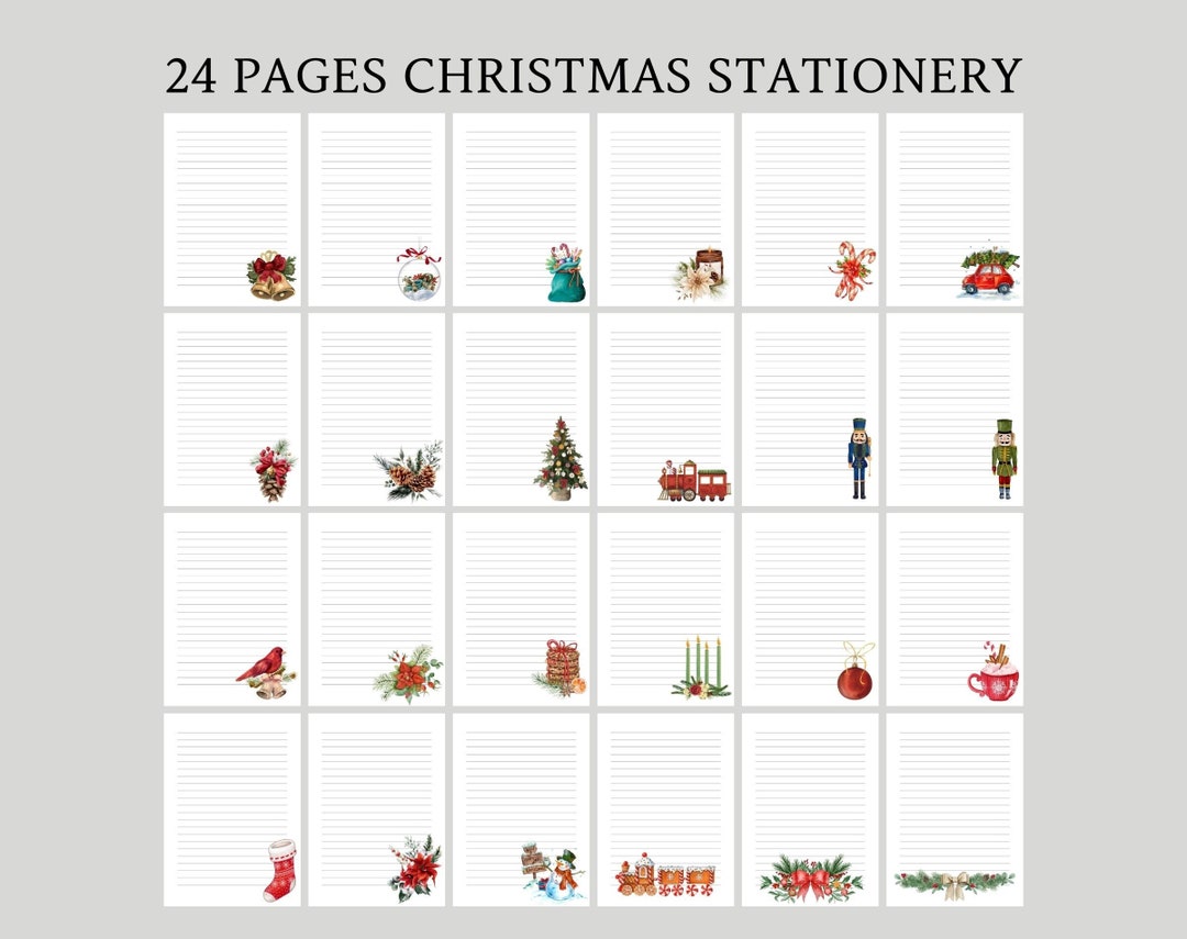 Christmas Writing Paper, Printable Holiday Stationery, Xmas Bundle, A4 ...