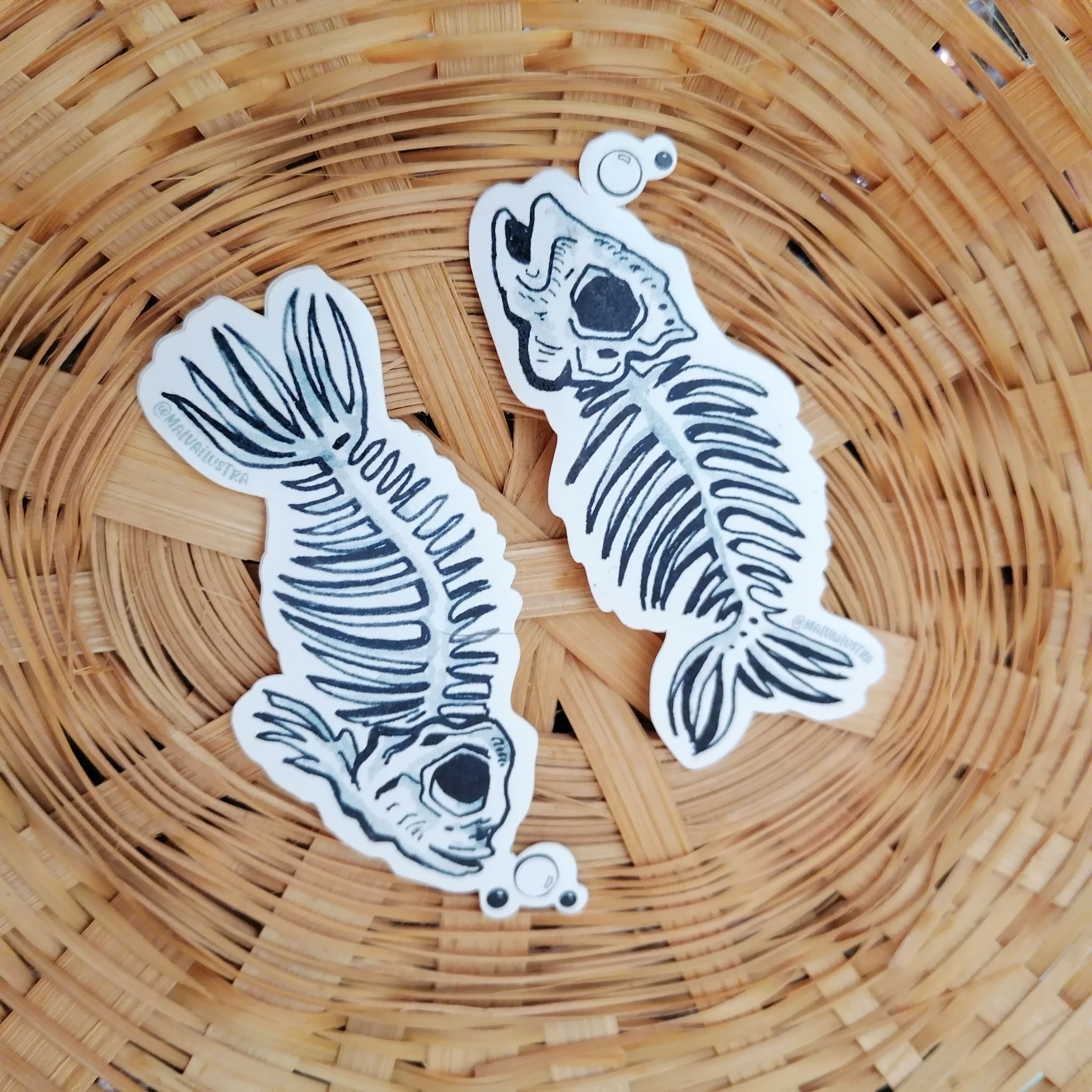 Fish Skeleton Decal, Waterproof Sticky Vinyl. - Etsy