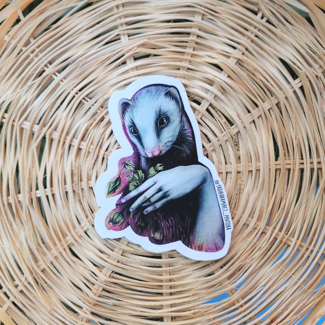 Ferret With Flowers / Sticker With Illustration. - Etsy