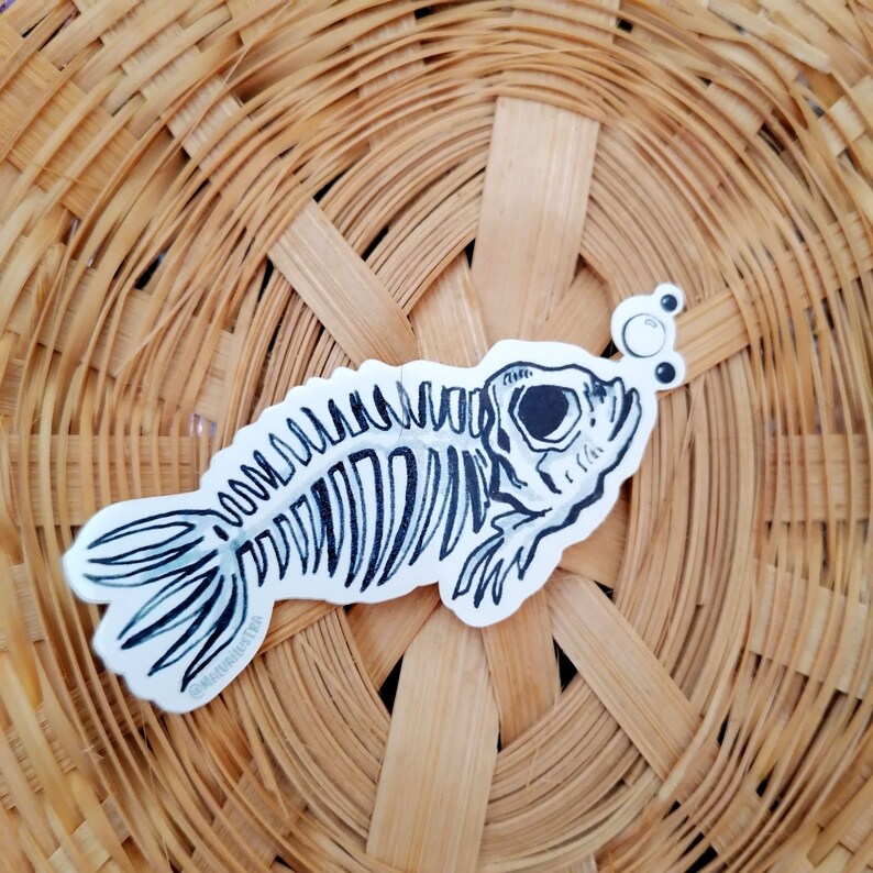 Fish Skeleton Decal, Waterproof Sticky Vinyl. - Etsy Australia
