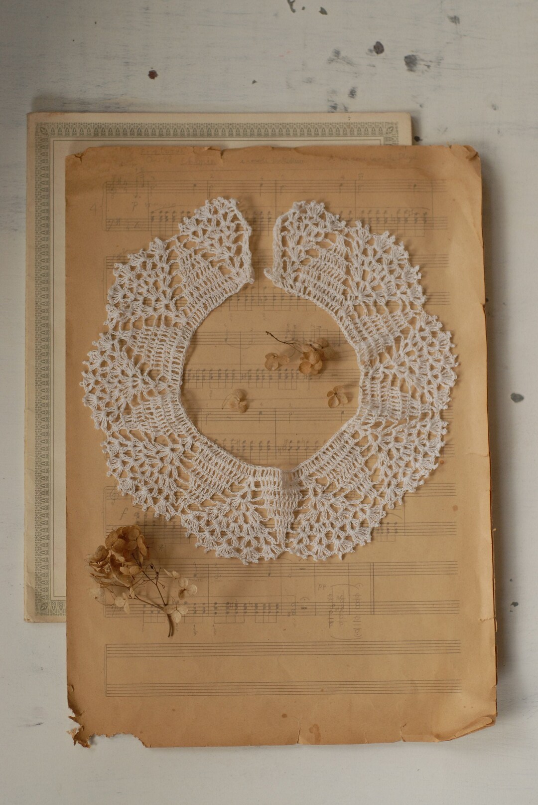 Antico colletto di pizzo staccabile francese, fine 1800, colletto ...