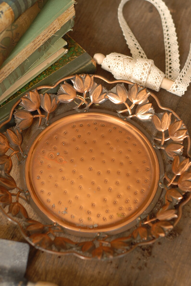 Vintage Copper Tray / Wall Plate / Fruit Platter With Intricate Flower ...