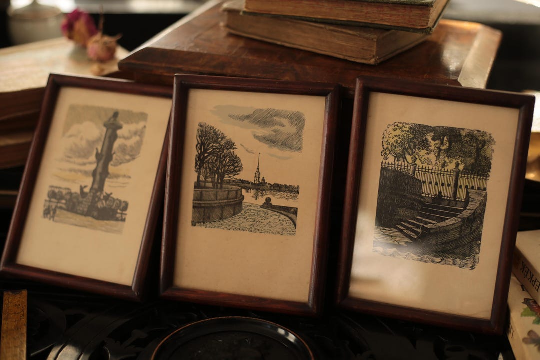 Set of 3 Vintage Hand-colored Lithography Prints of Saint Petersburg ...