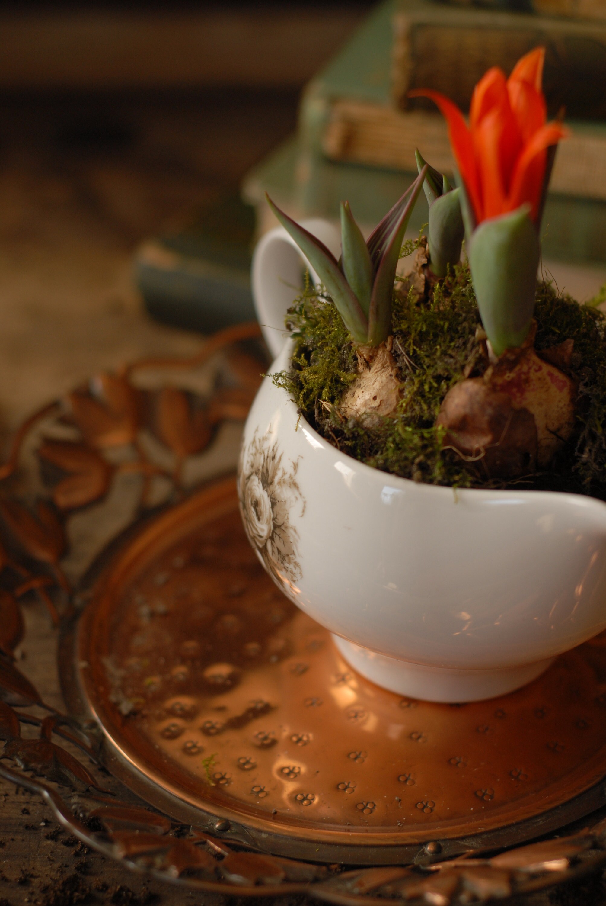 Vintage Copper Tray / Wall Plate / Fruit Platter With Intricate Flower ...
