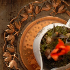 Vintage Copper Tray / Wall Plate / Fruit Platter With Intricate Flower ...