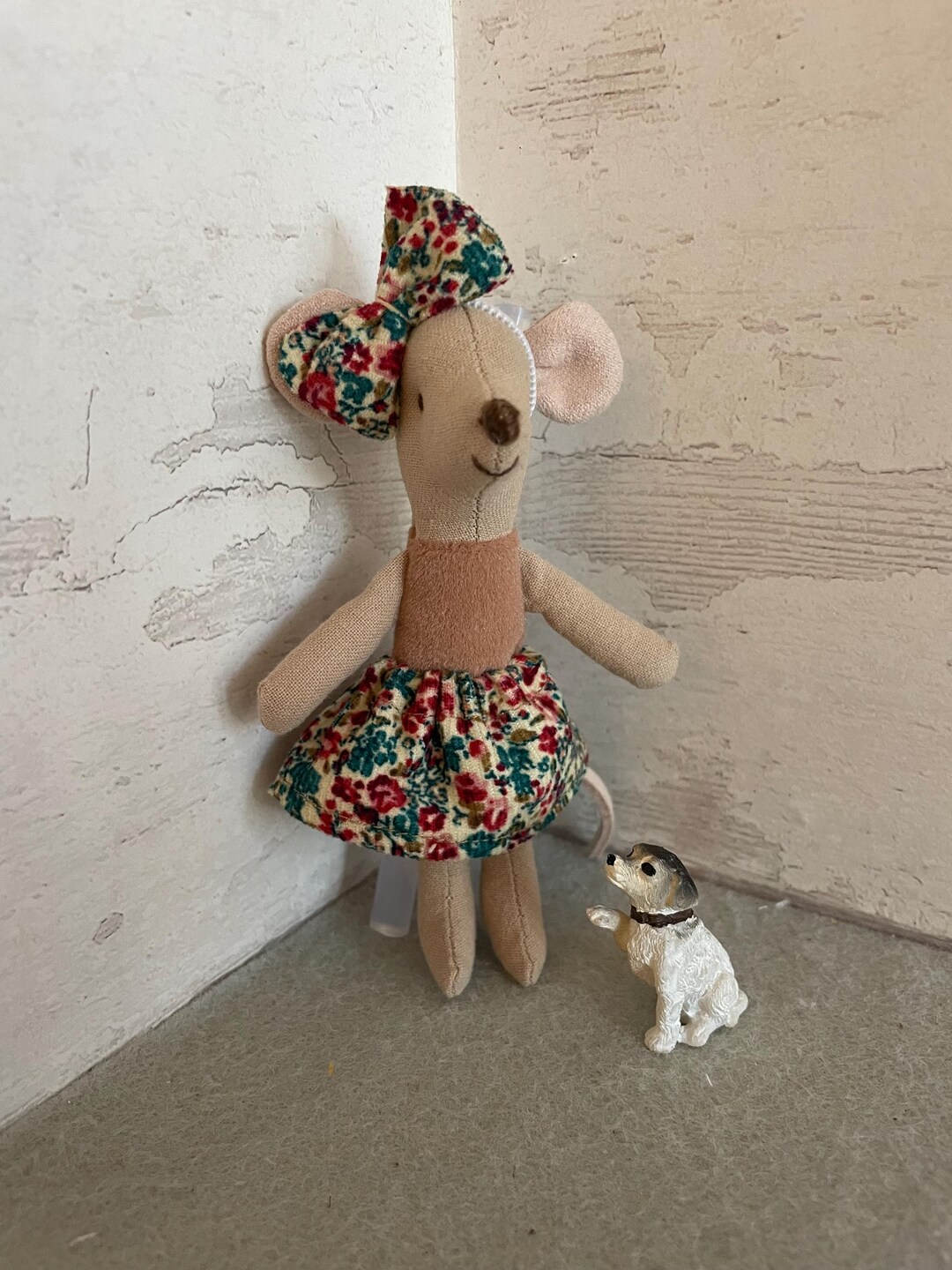 Maileg Little Sister Mouse Clothes: Floral Needlecord Fabric Skirt and ...