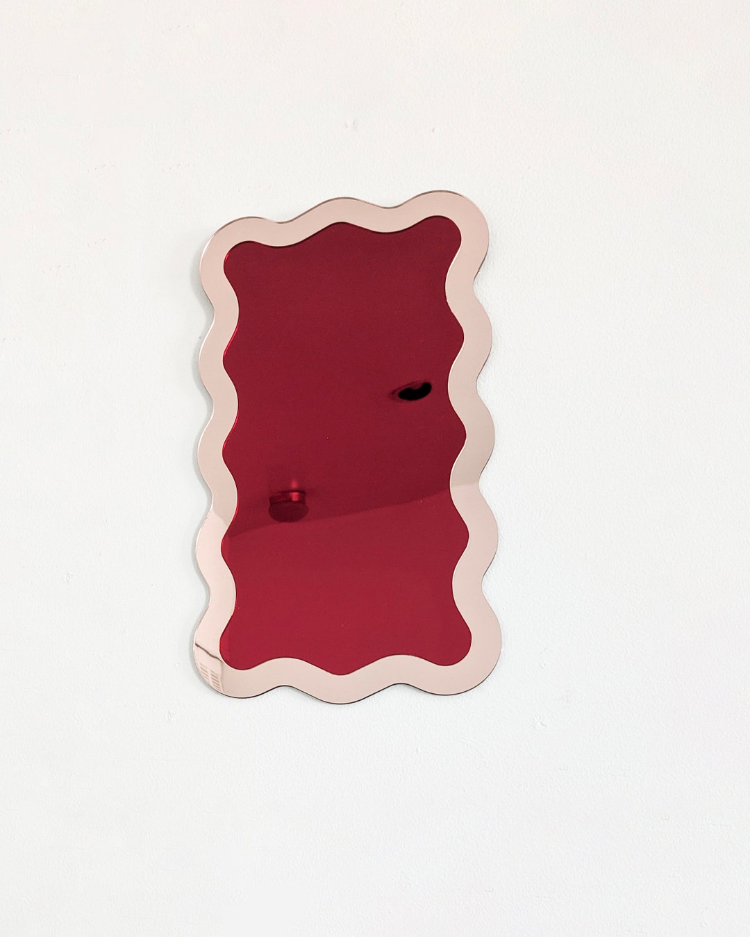 Light Pink & Red Maximalist Wave Mirror Eclectic Modern Home - Etsy