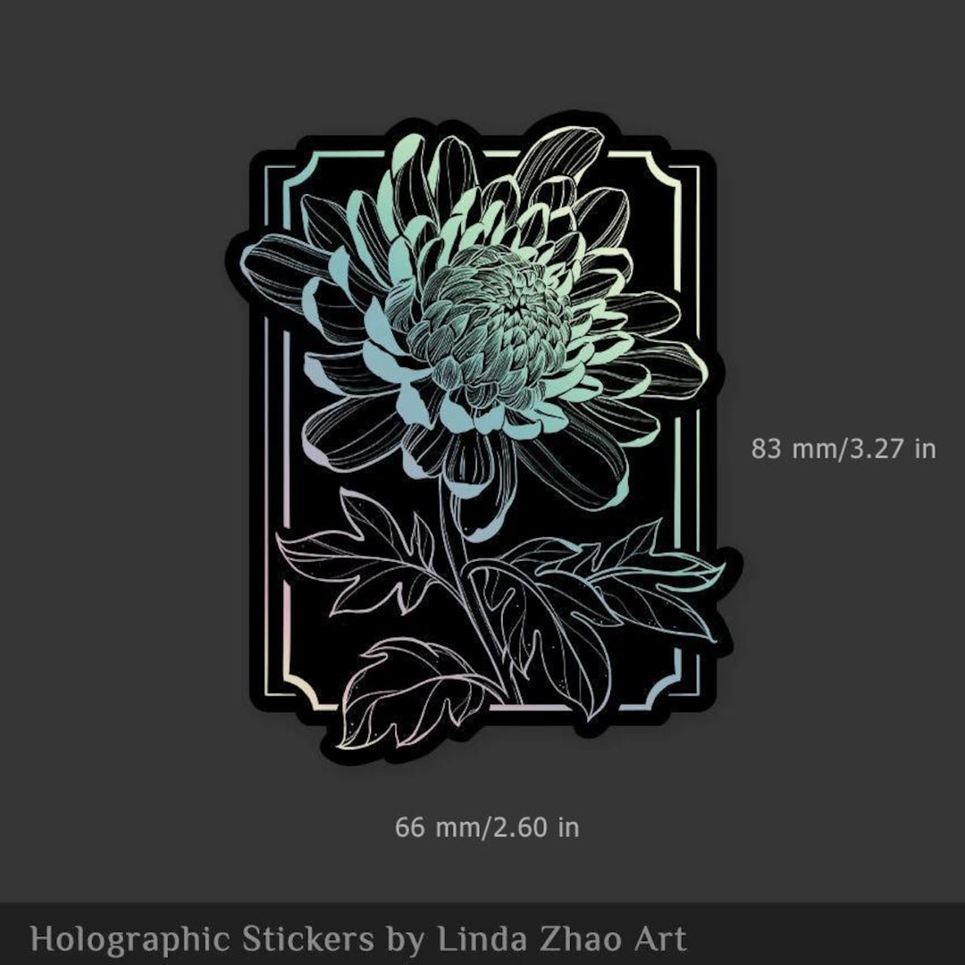 Chrysanthemum Holographic Sticker - Etsy