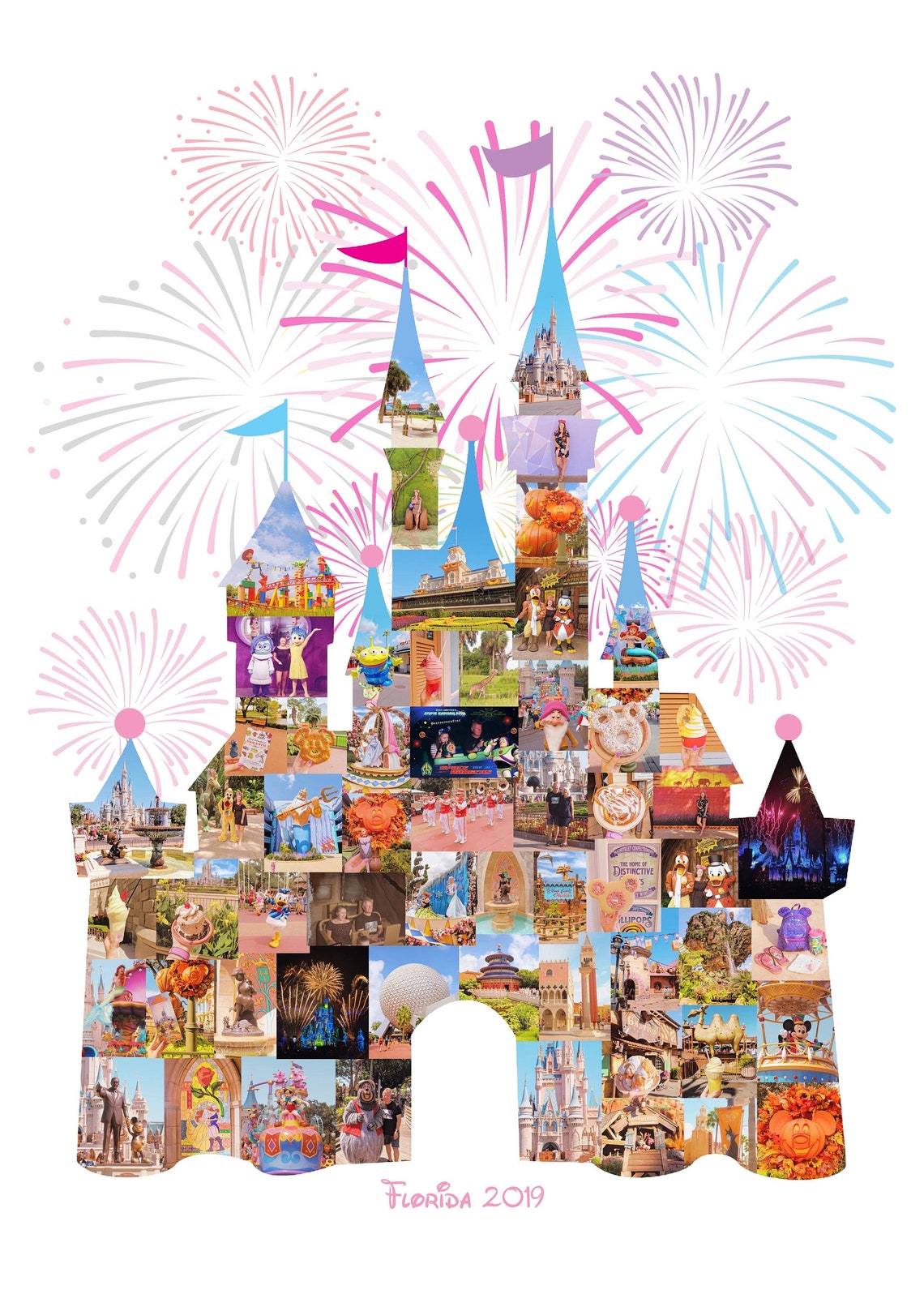 Disney World Castle Collage Photo Collage Enchanted Collage - Etsy UK