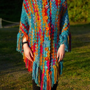 Crochet Shawl PATTERN - Kaleidoscope Shawl - Poncho Shawl, Armless ...