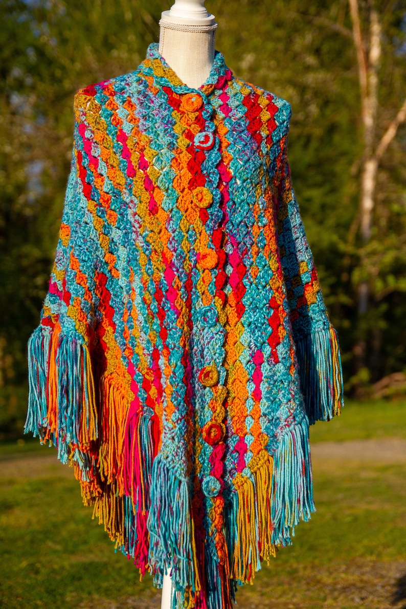 Crochet Shawl PATTERN - Kaleidoscope Shawl - Poncho Shawl, Armless ...