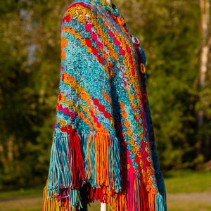 Crochet Shawl PATTERN - Kaleidoscope Shawl - Poncho Shawl, Armless ...