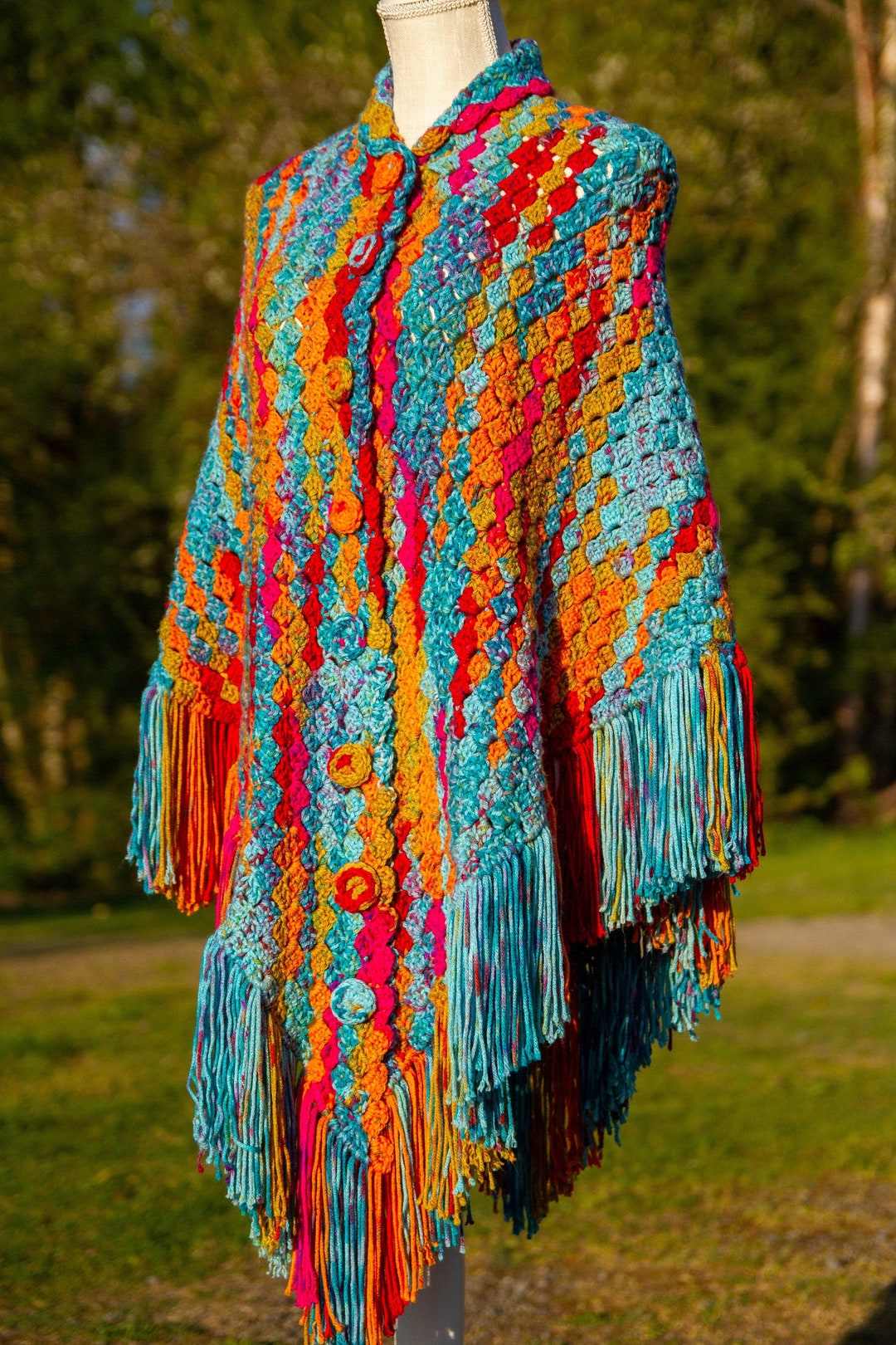 Crochet Shawl PATTERN - Kaleidoscope Shawl - Poncho Shawl, Armless ...