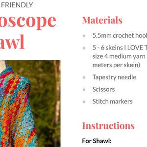 Crochet Shawl PATTERN - Kaleidoscope Shawl - Poncho Shawl, Armless ...