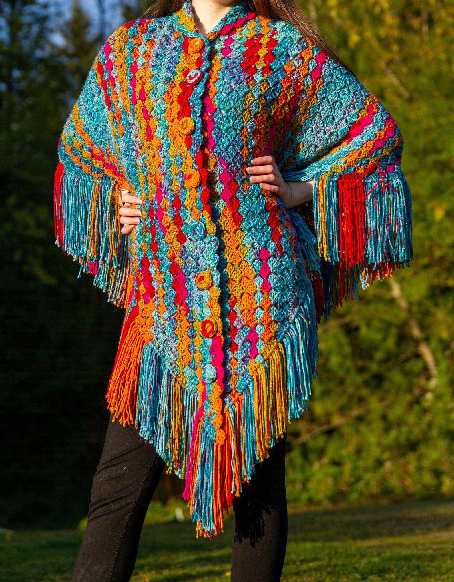 Crochet Shawl PATTERN - Kaleidoscope Shawl - Poncho Shawl, Armless ...