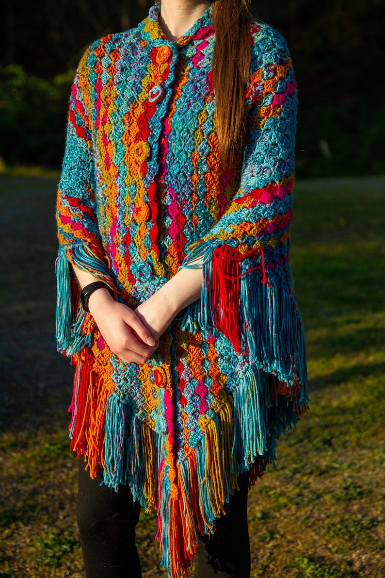 Crochet Shawl PATTERN - Kaleidoscope Shawl - Poncho Shawl, Armless ...