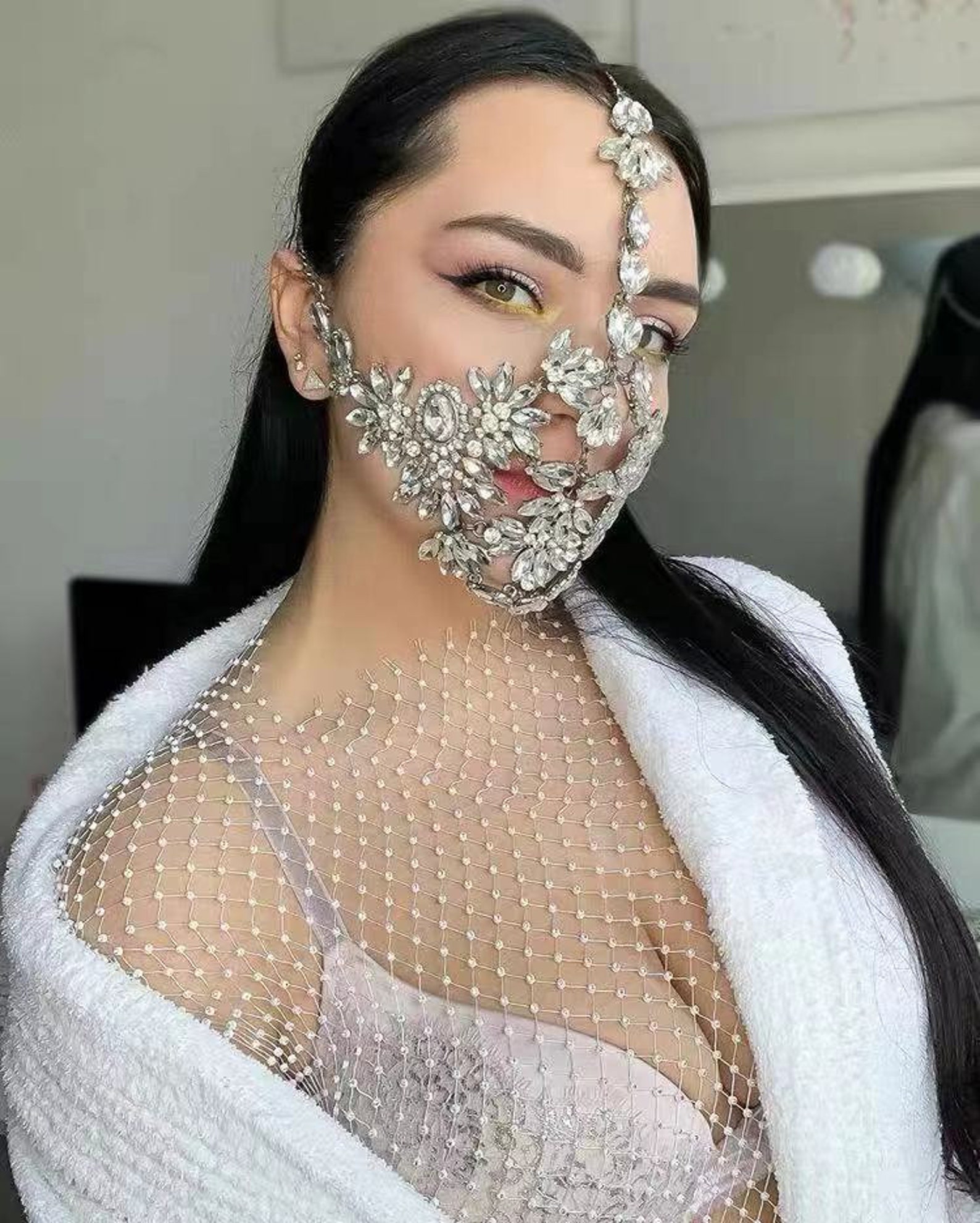 Diamond face mask special face mask rave outfit Diamond | Etsy