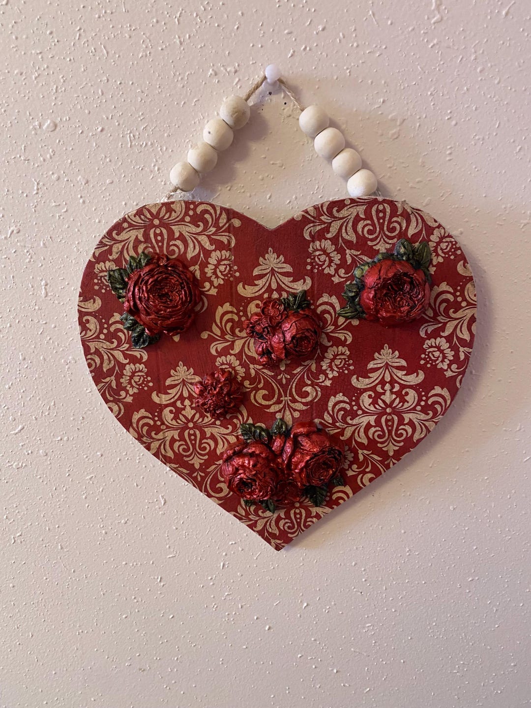 French Country-heart-roses-red - Etsy