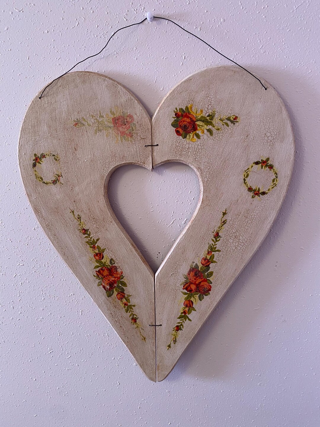 Vintage-french County-roses-heart - Etsy