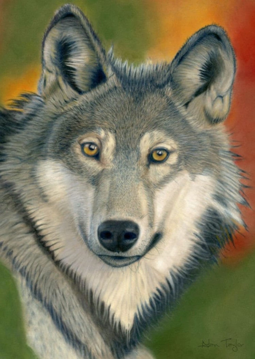 Grey Wolf Print, Pastel Painting Print, Birthday Gift for Dad, Earth ...