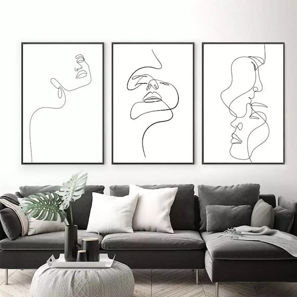 Line Art Canvas - Etsy UK