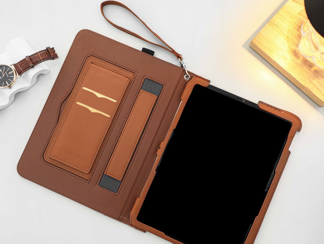 Vintage Brown Leather iPad Case With Apple Pencil Holder, for iPad 9 ...