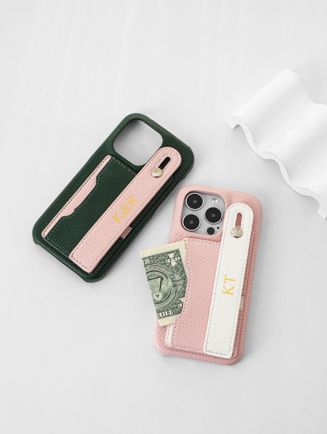 Personalized Leather iPhone Case, Lychee Print Card Case Wristlet Leather iPhone Case, Leather ...