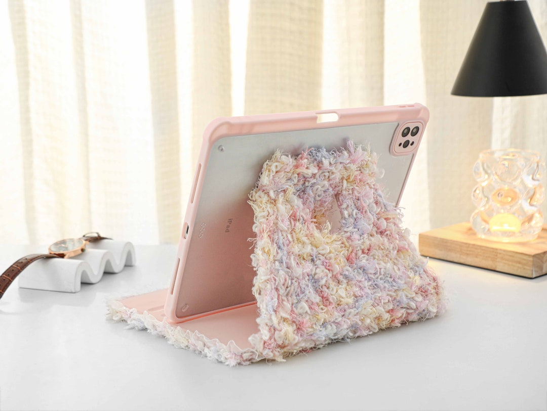 Colorful Flower Plush Leather iPad Case With Apple Pencil Holder, for ...