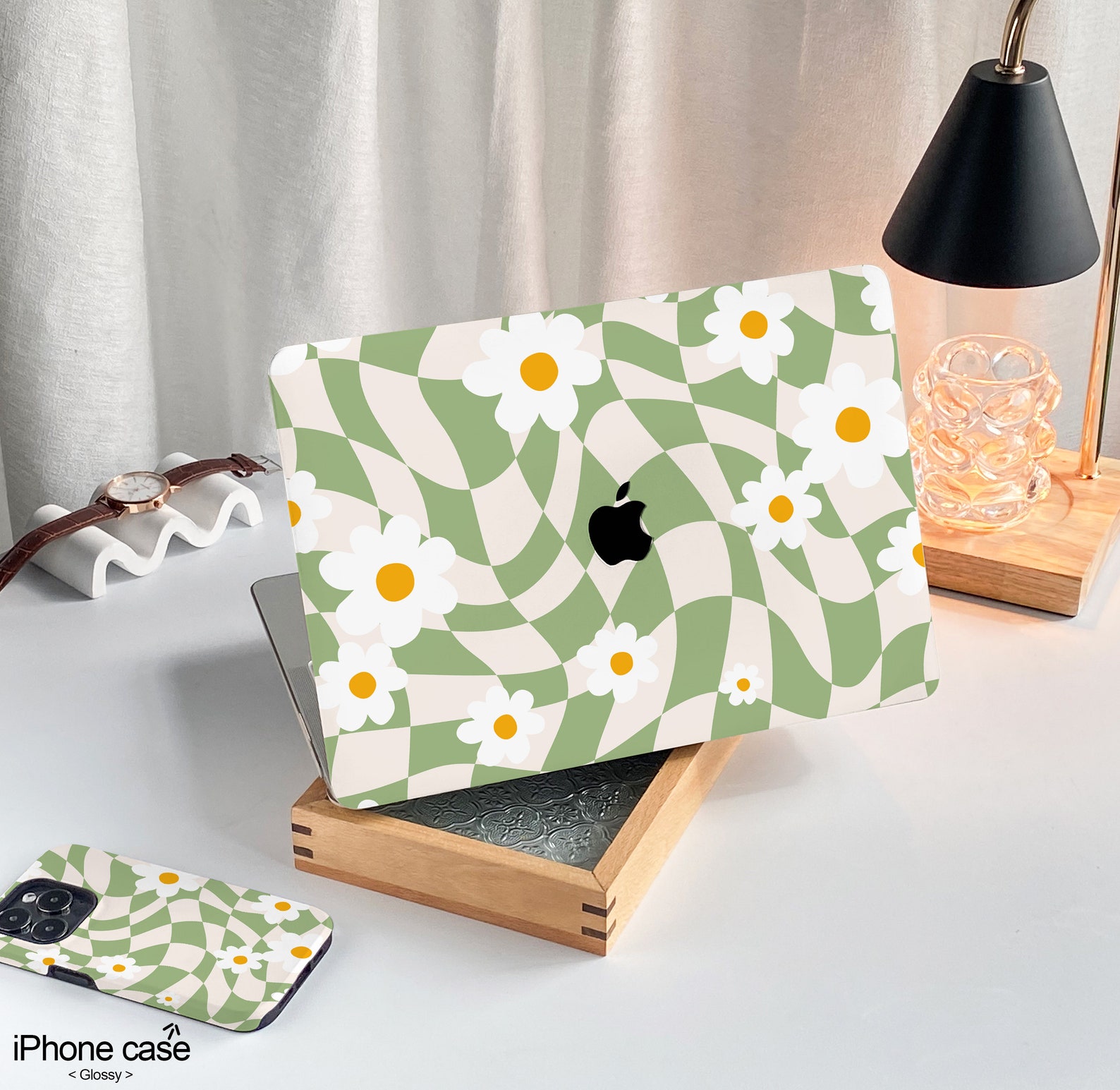 Art Daisy Green MacBook Shell Case Decal Cover for New MacBook M1 Pro ...