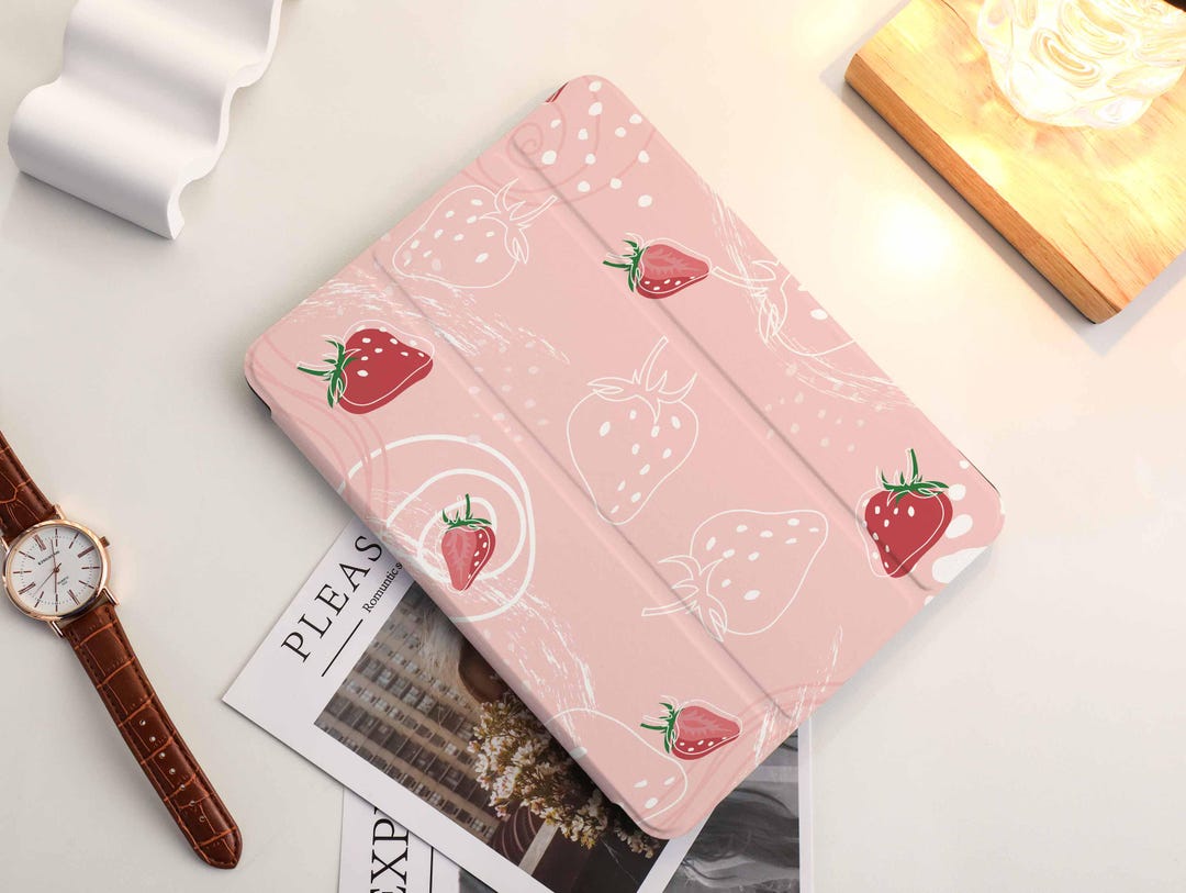 Cute Strawberry iPad Case With Apple Pencil Holder, for iPad 9 Mini 6 ...