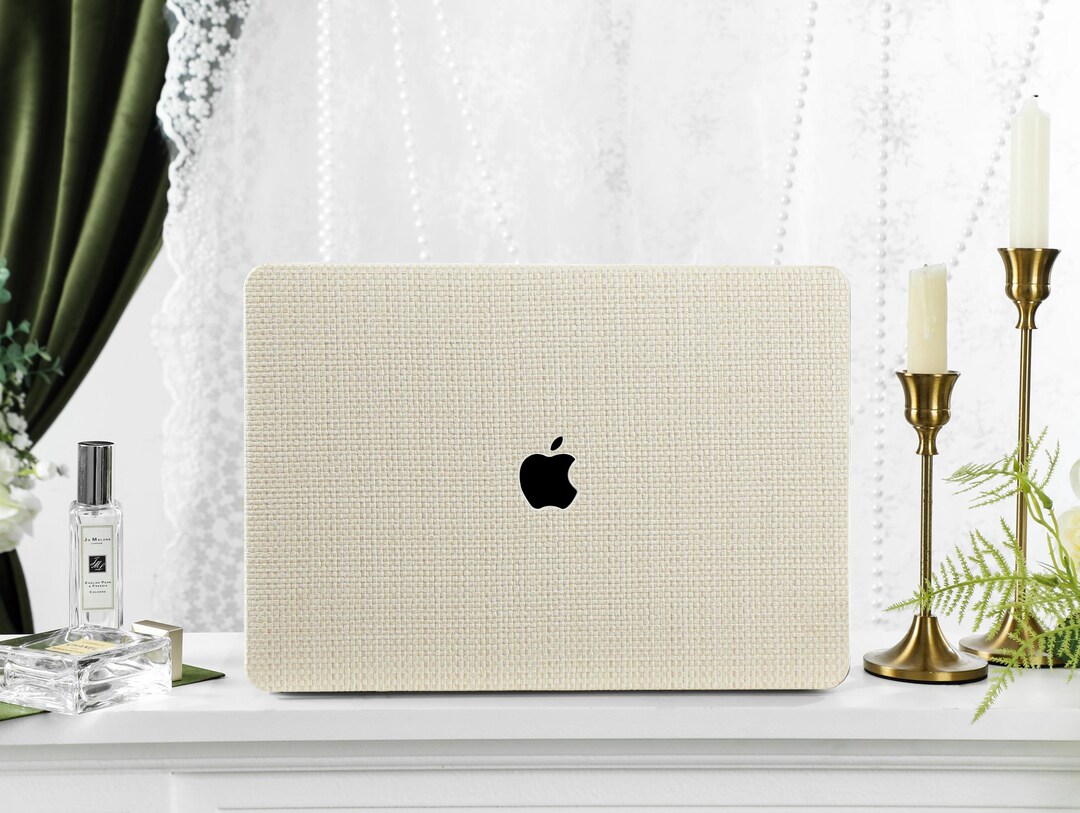 Beige Plain Rustic Weave Personalisation Leather MacBook Case, Cover ...