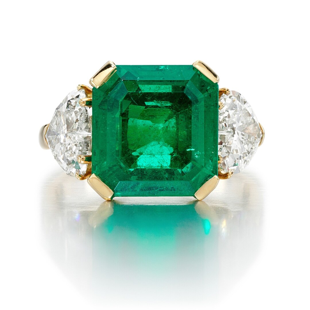 Unique Natural Emerald Engagement Ring Emerald Cut Emerald - Etsy