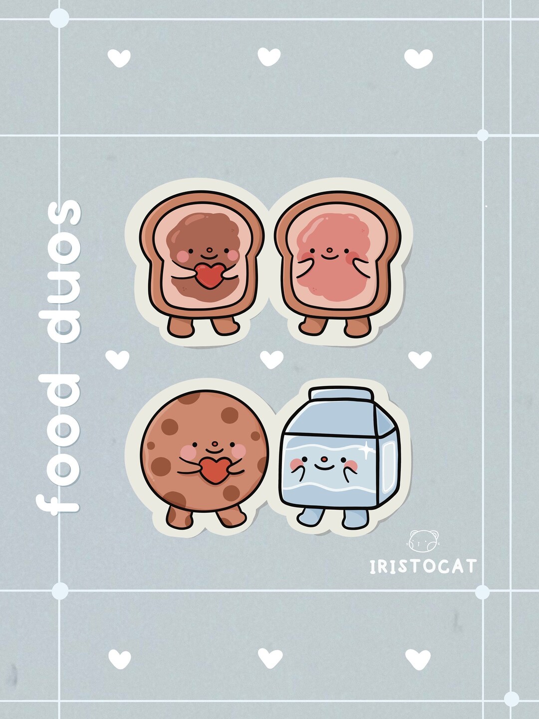 Perfect Pair Food Stickers Cute Food Decals, PB&J Sticker, Milk and ...