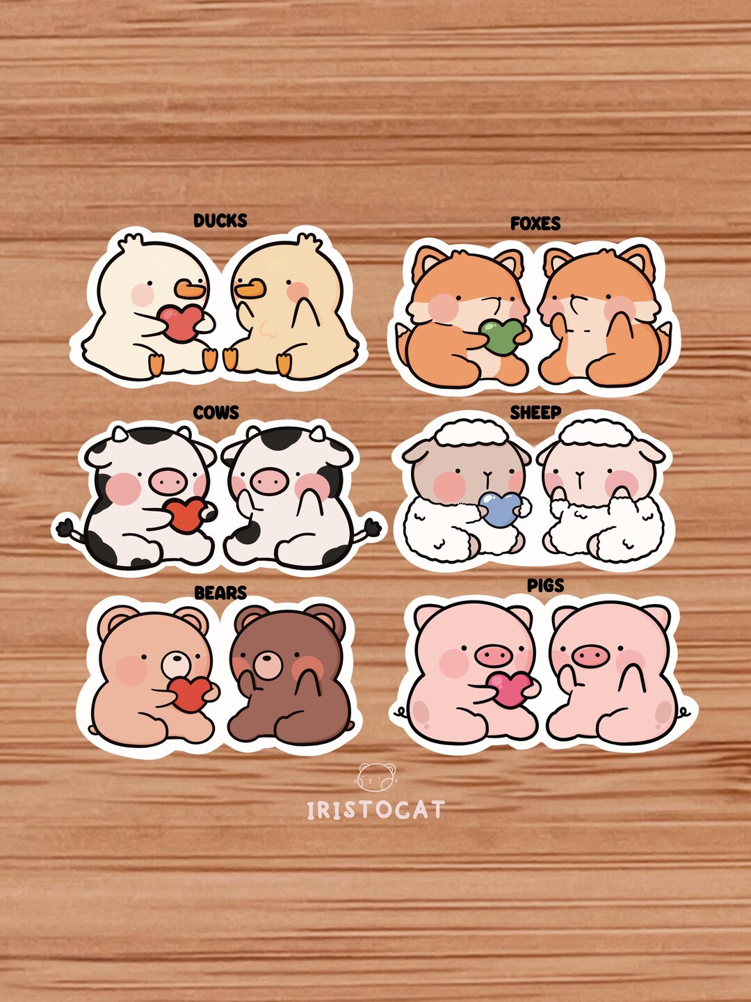 I Love You Animal Stickers Farm Couple Sticker, Animal Decals, Cute ...