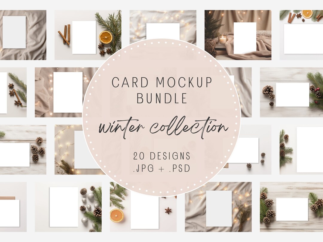 Winter Card Mockup Bundle | Holiday Mockups | Christmas Party Invite ...