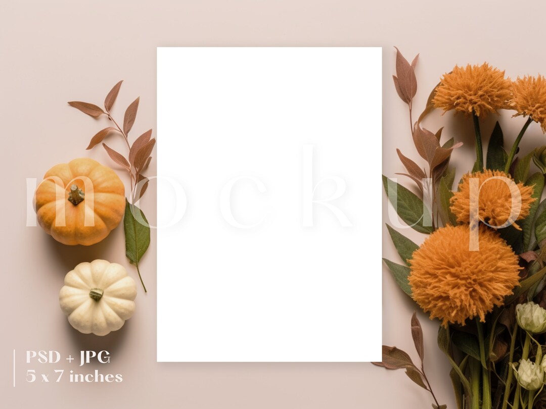 5 X 7 Fall Card Mockup | Halloween Pumpkin Card Mockup | Halloween Party Invite Mockup - Etsy