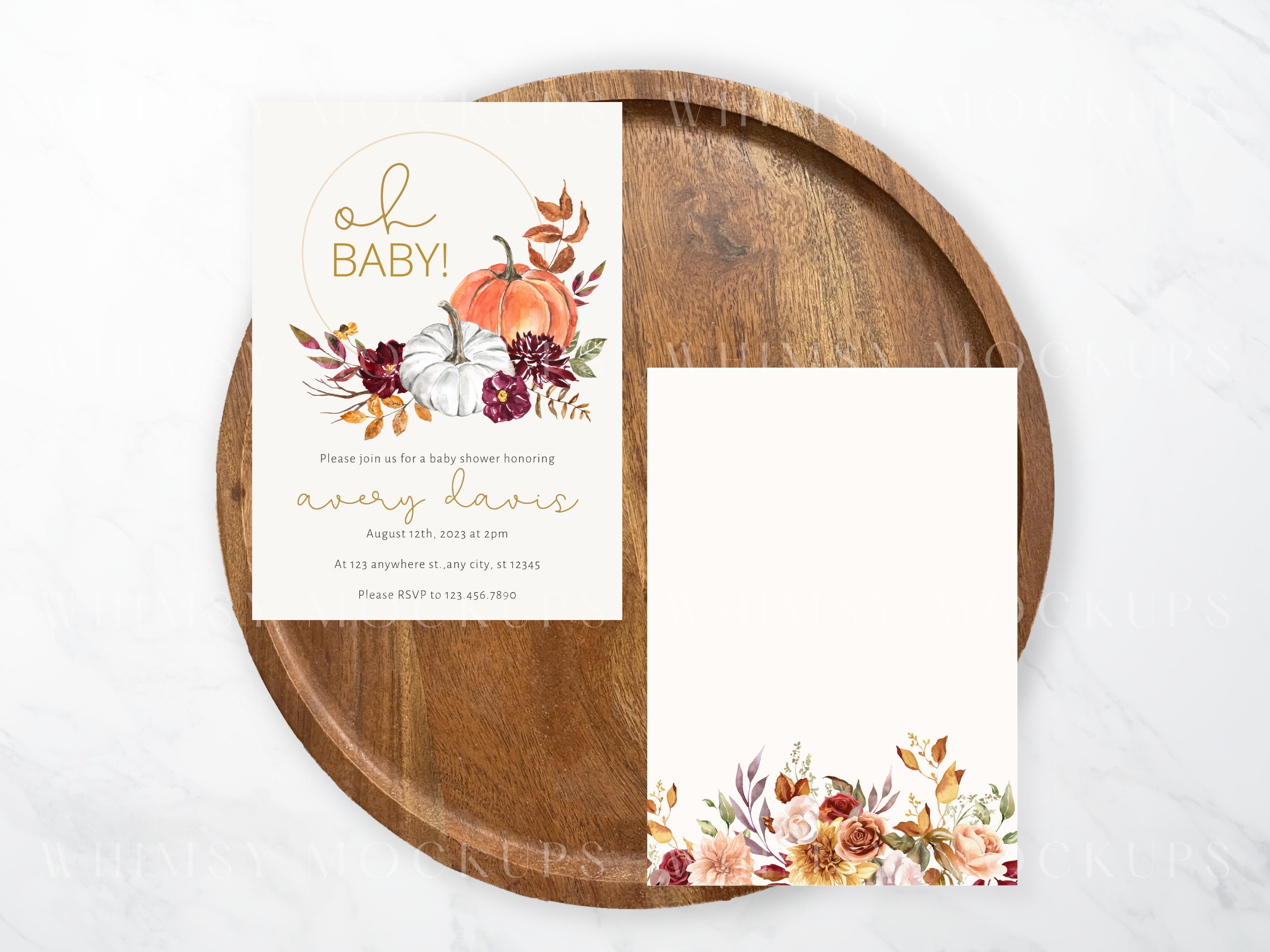 5 X 7 Modern Front and Back Invitation Mockup Boho Greeting Card Mockup ...