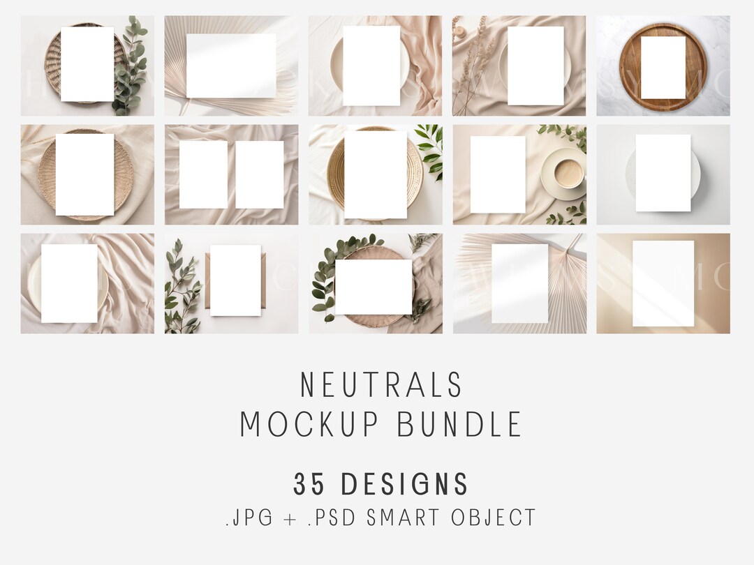 Neutral Card Mockup Bundle | Simple Mockups | Smart Object Mockup ...