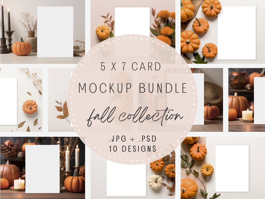 5 X 7 Fall Card Mockup Bundle | Pumpkin Card Mockup | Halloween Party Invite Mockup Bundle - Etsy