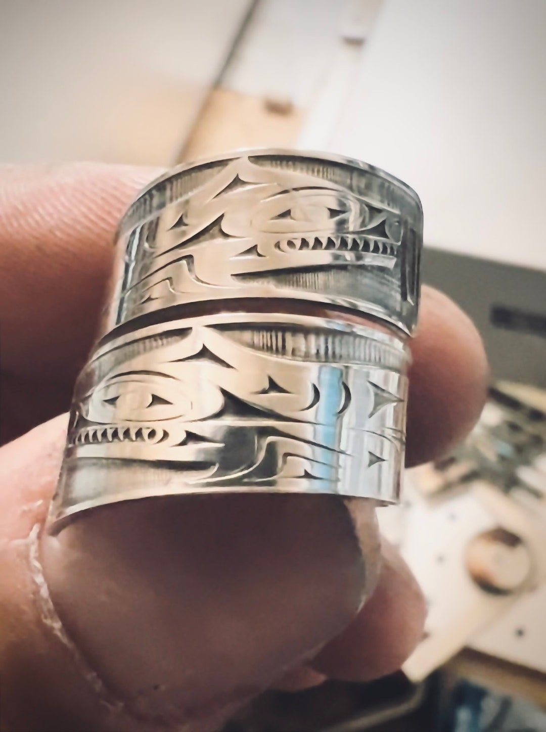 Coast Salish Wolf Brothers Sterling Silver Wrap Ring - Etsy