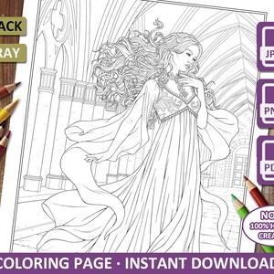 Gothic Coloring Page Ethereal Wanderer Printable Download - Etsy