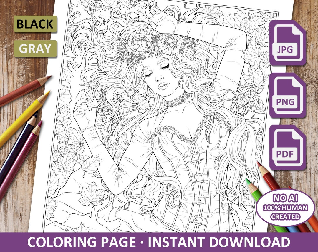 Gothic Coloring Page - Reverie - Printable Download - Etsy