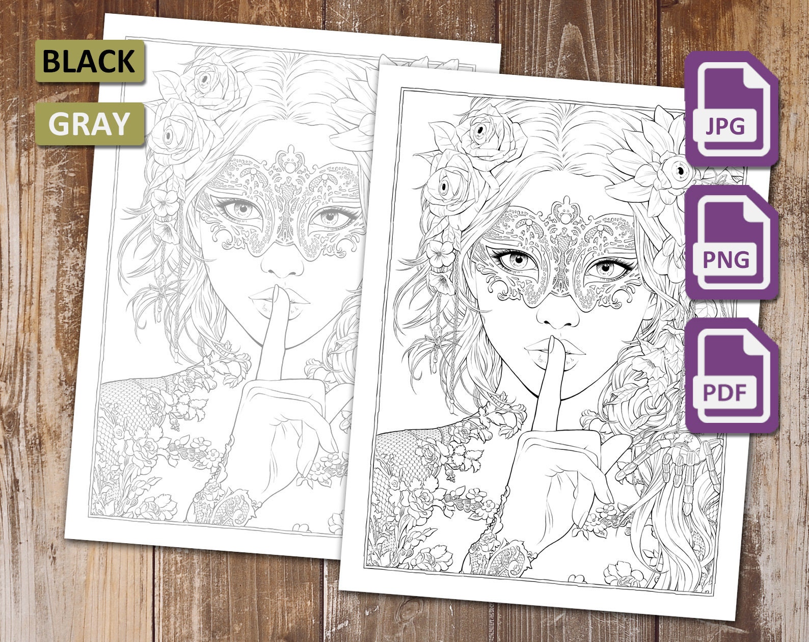 Gothic Coloring Page - Got a Secret - Printable Download - Etsy