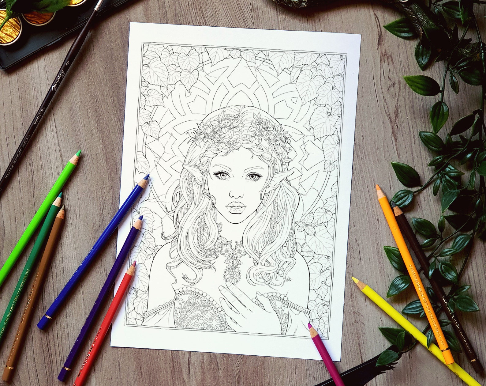 Fantasy Coloring Page Elf Seal Printable Download - Etsy